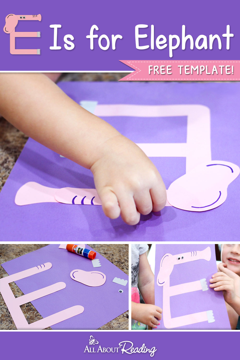 Printable Letter E Craft - E is for Elephant (FREE Download)