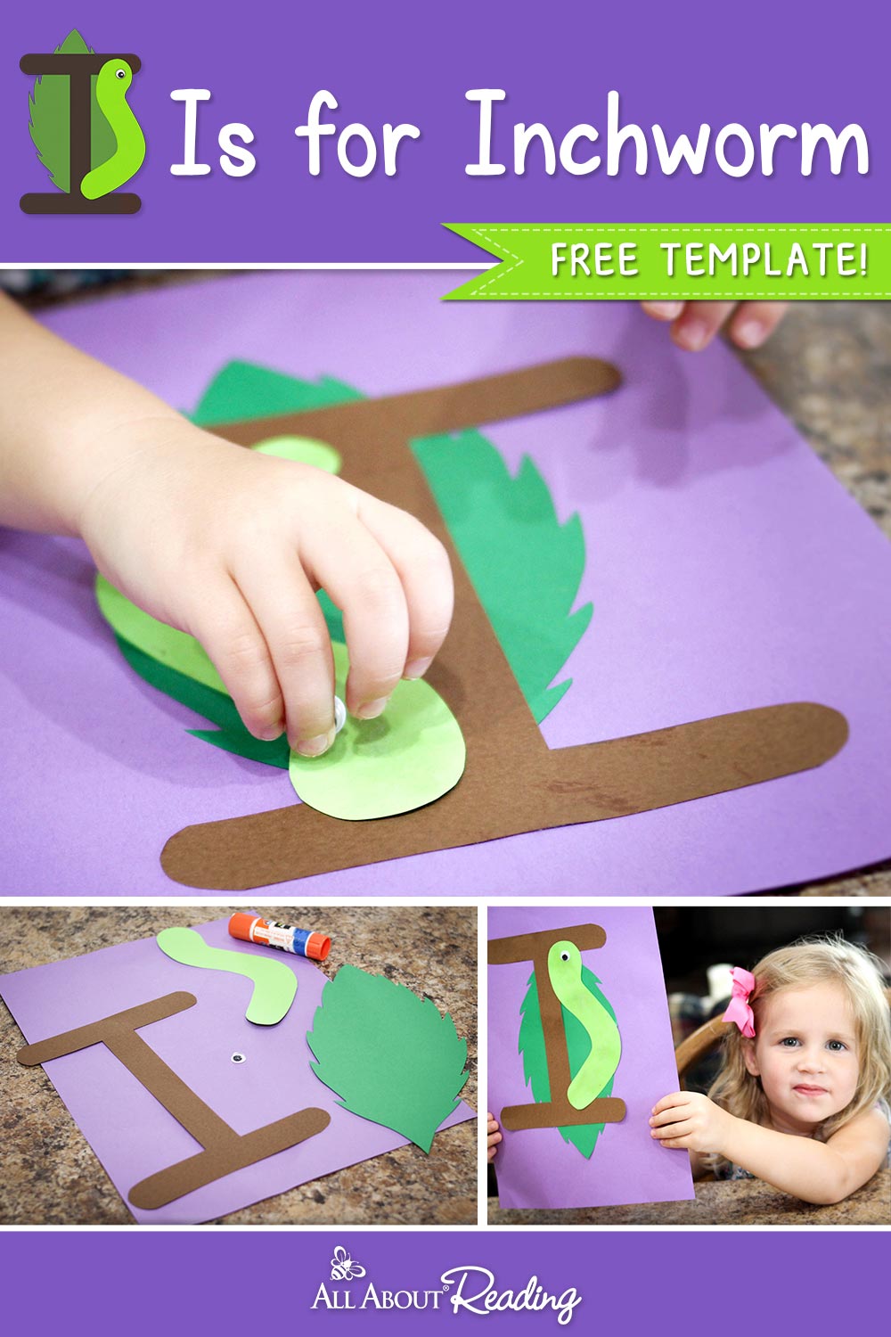 Printable Letter I Craft - I is for Inchworm (FREE Download)
